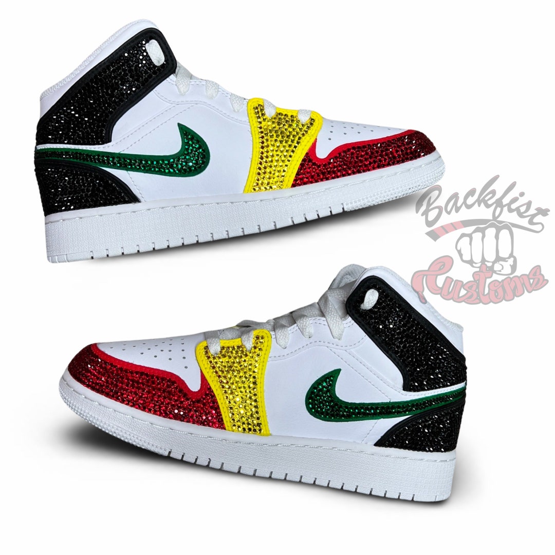 Custom Rhinestone Jordan 1 Mid shoes Included Choose up to 4 Colors. - Etsy