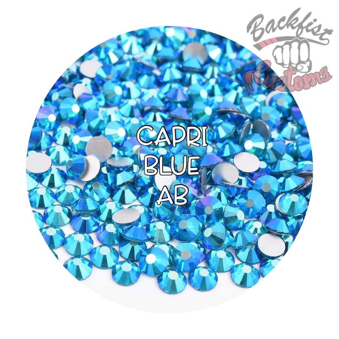 Glass Rhinestones || Capri Blue AB || Flat Back Non-hotfix - Etsy