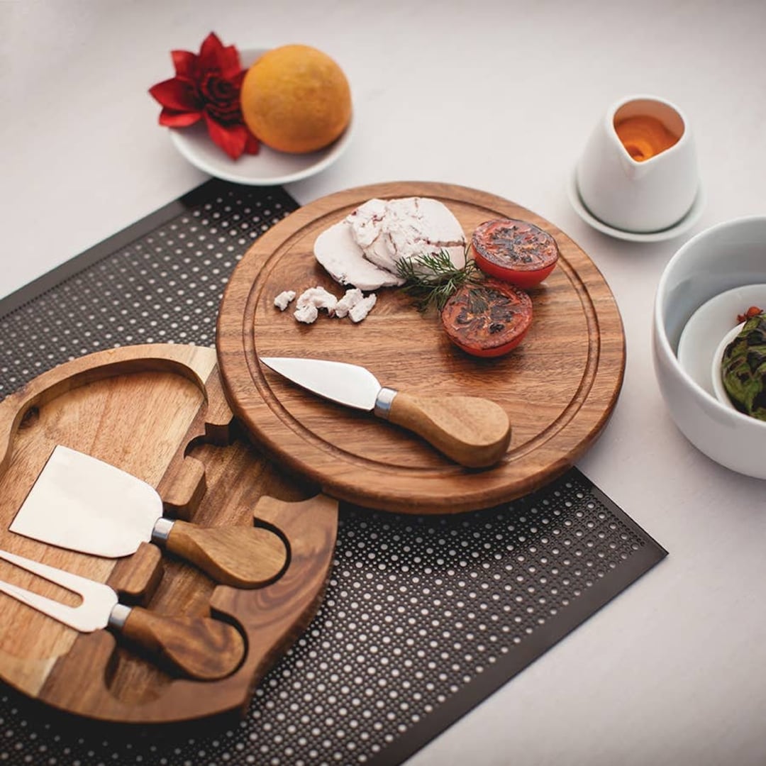 Round Cheese Board, Personalized Cheese Board, Cheese Tools Set, Cheese ...