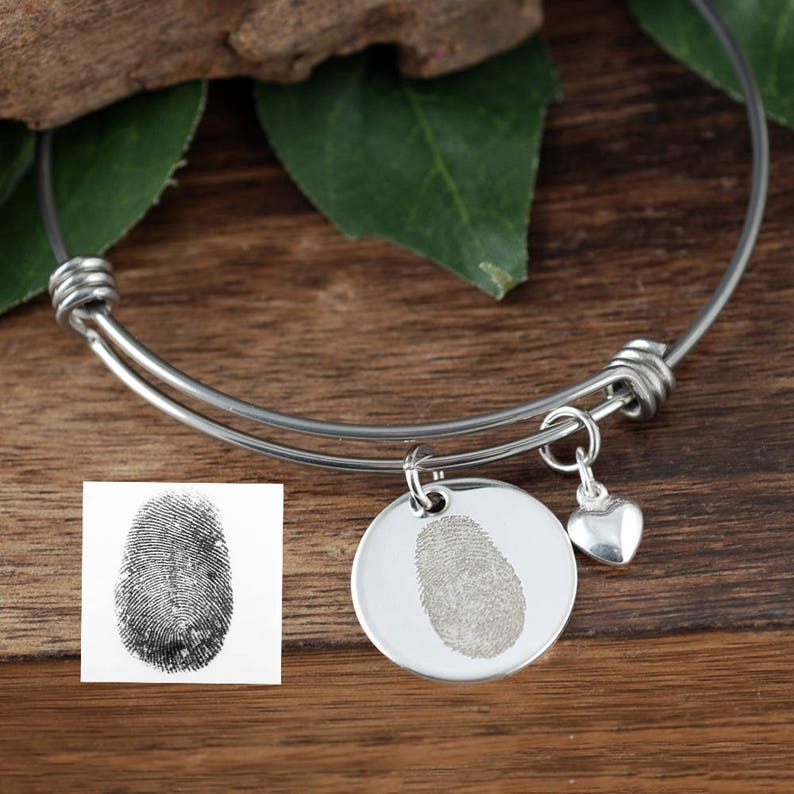 Memorial Gifts Fingerprint Bracelet Custom Fingerprint - Etsy