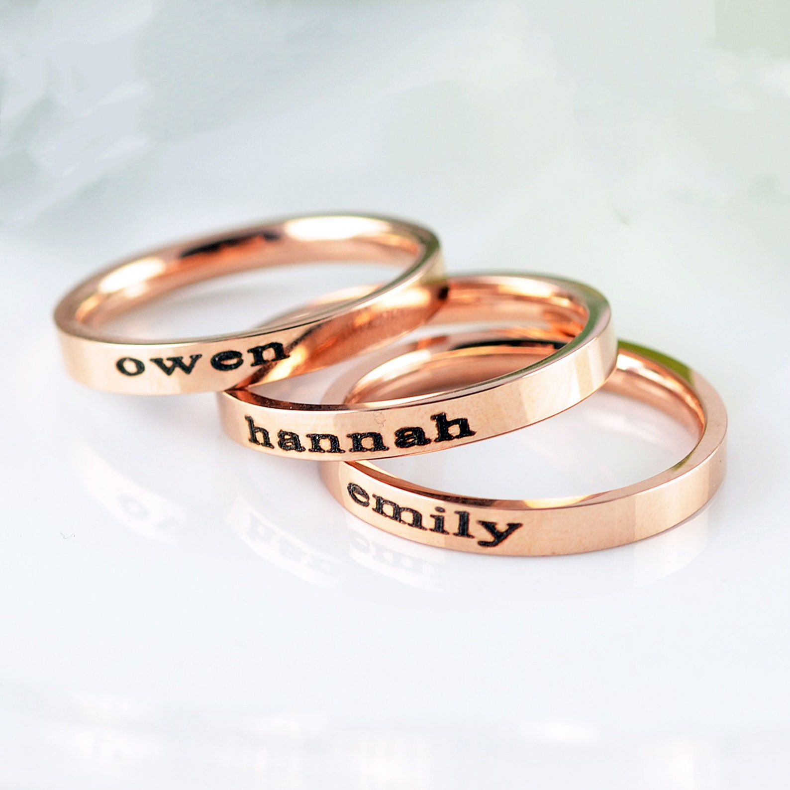 Stackable Gold Rings Engraved Name Ring Stackable Name | Etsy