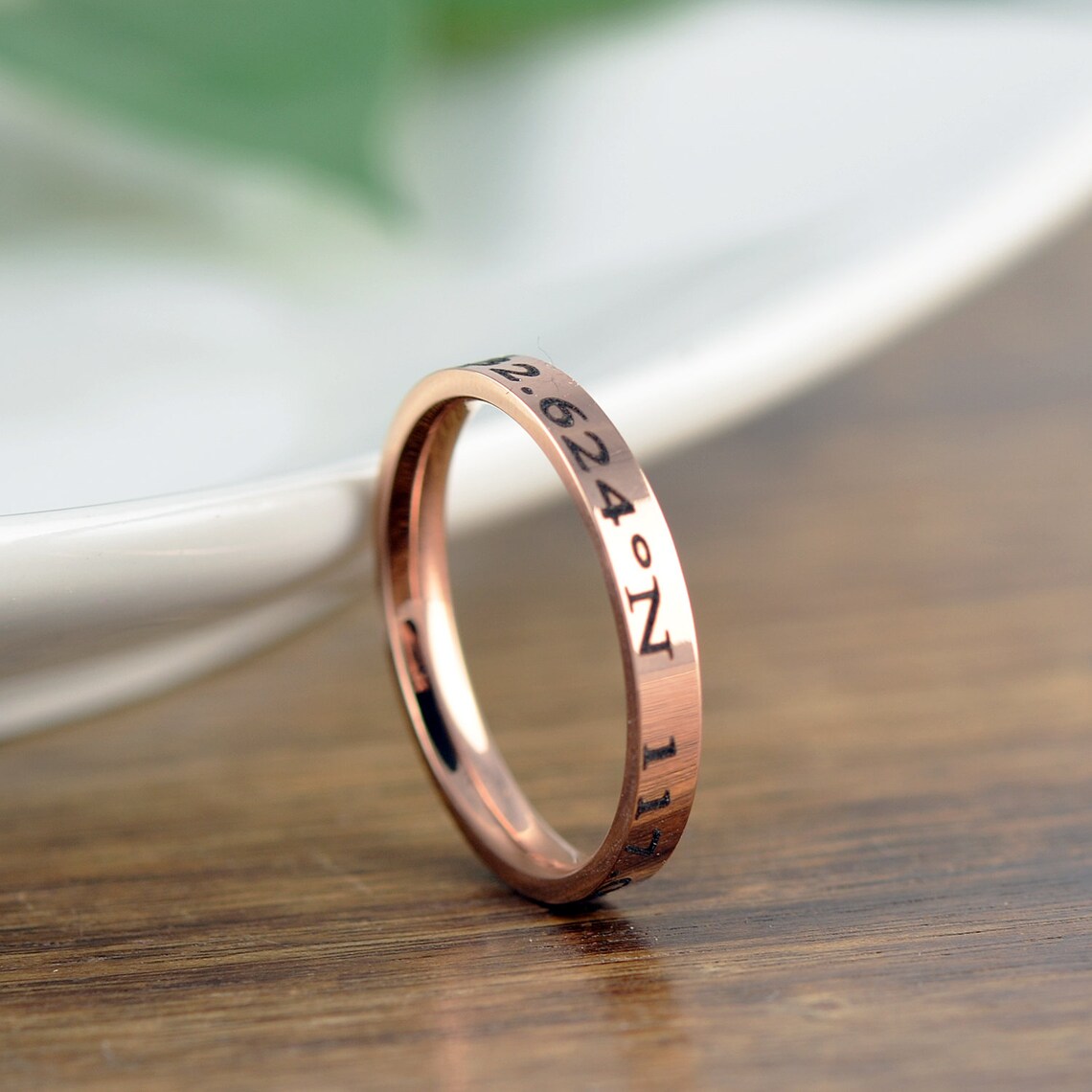 GPS Coordinates Ring Rings for Women Rose Gold Coordinate | Etsy