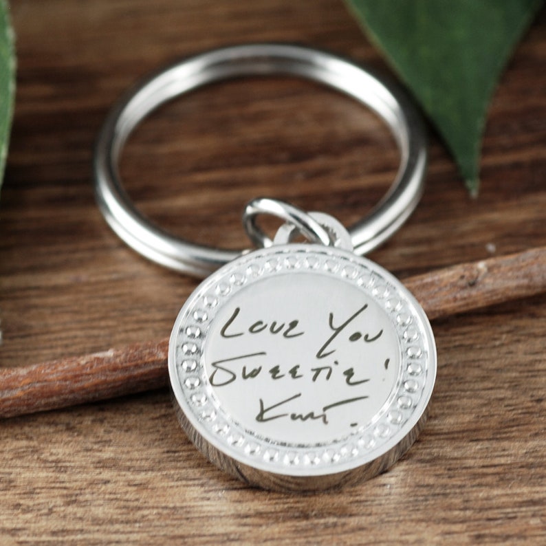 Engraved Signature Keychain Memorial Handwriting Keychain | Etsy