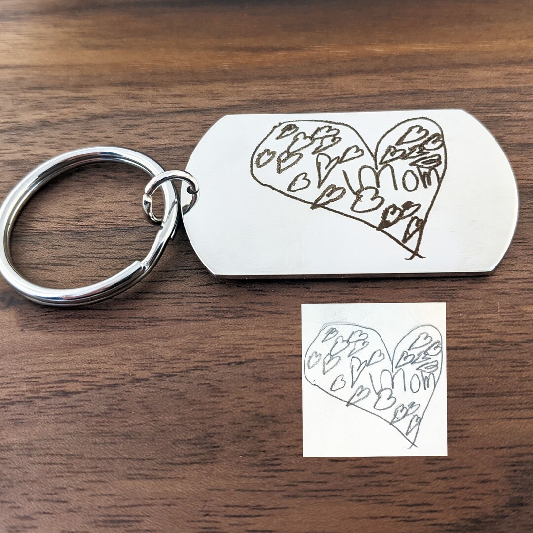Child's Artwork Keychain, Kids Drawing Keychain, Fathers Day Gift ...