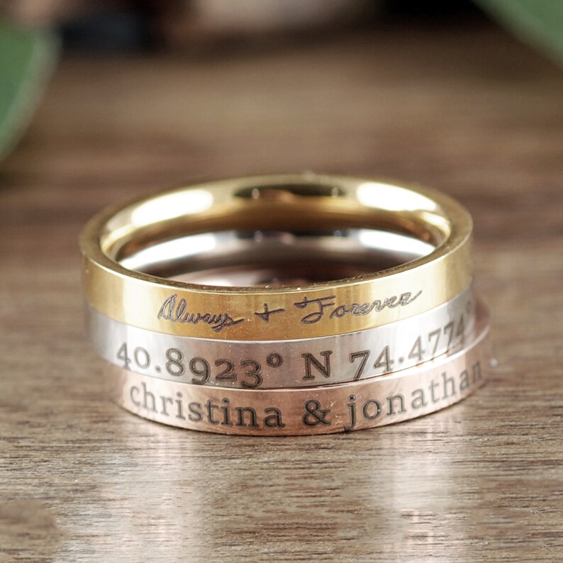 Valentines Day Gift for Her Personalized Stacking Rings | Etsy