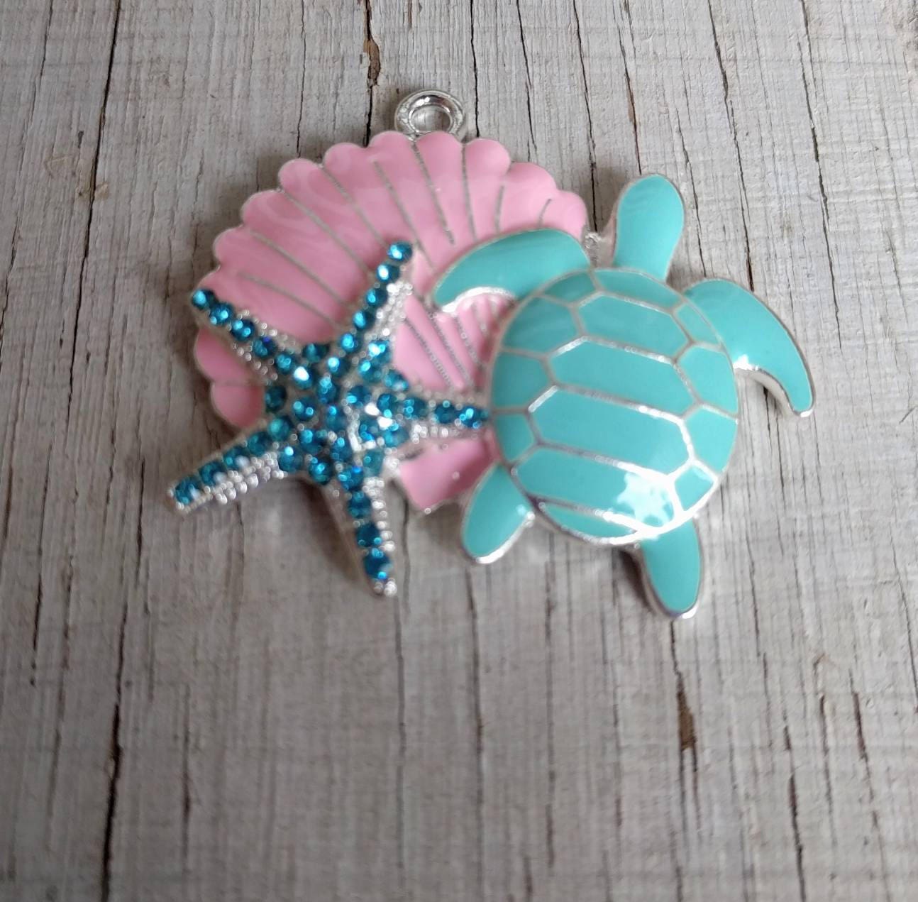 4135mm Seashell Starfish and Turtle Pink and Turquoise - Etsy