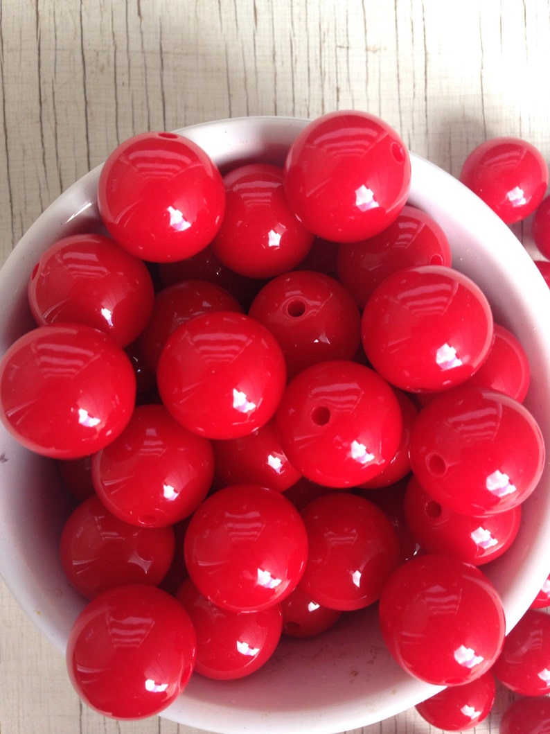 20mm Solid Bright Red Bubblegum Beads 10ct Gumball Beads - Etsy