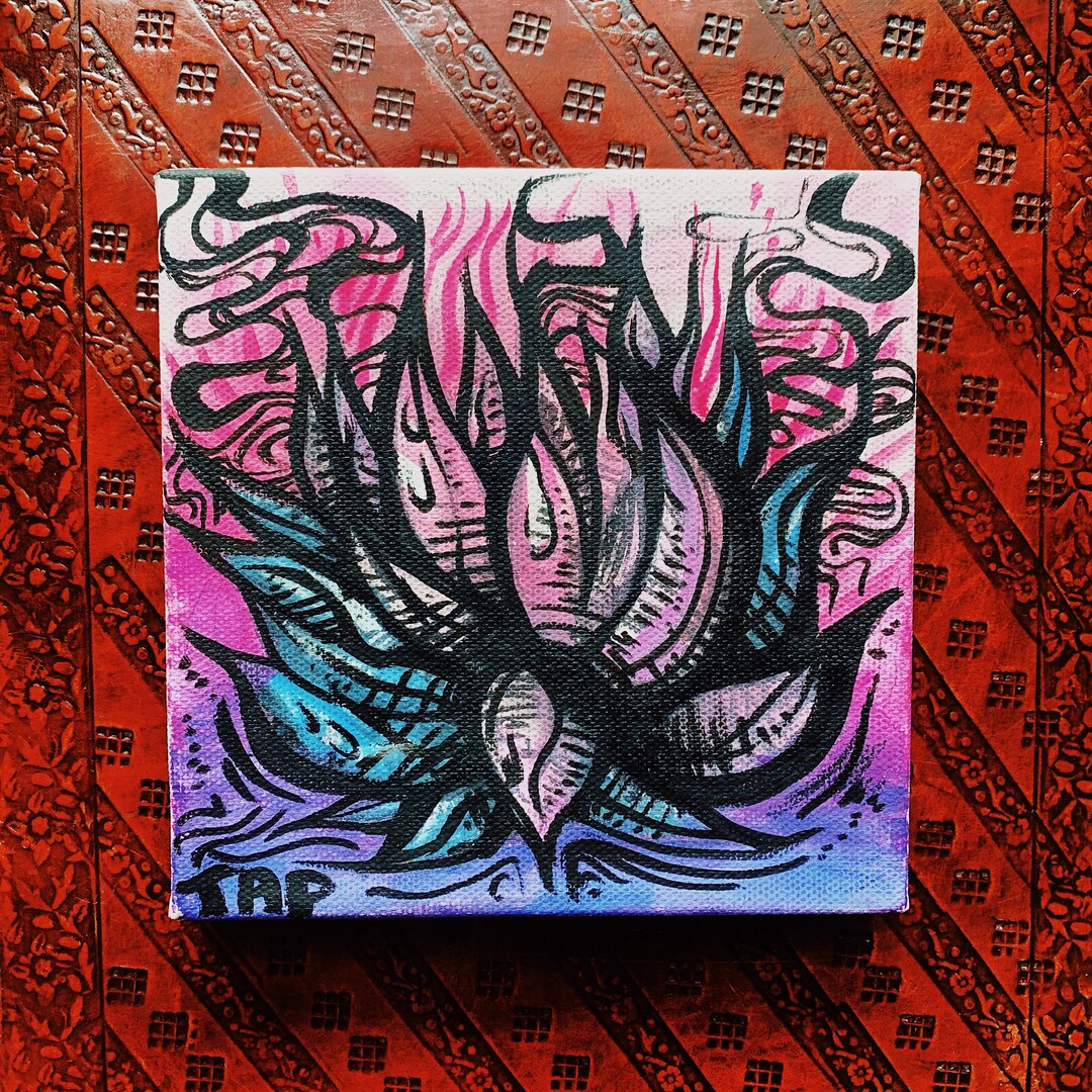 LOTUS FLOWER POWER made to Order Trippy Psychedelic Watercolor Canvas ...