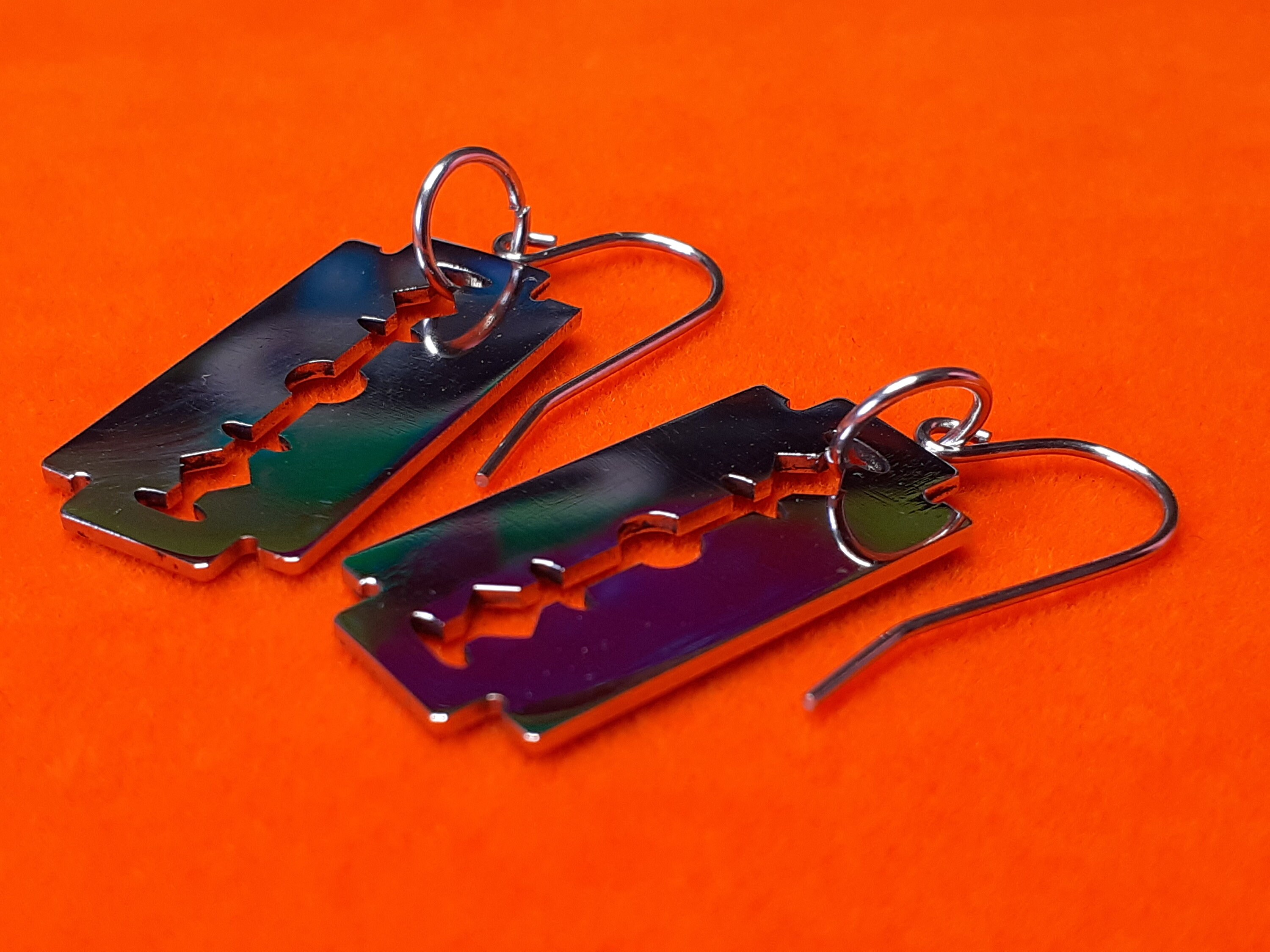 Mini Stainless Steel Razor Blade Earrings - Etsy
