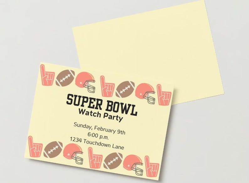 Super Bowl Party Invitation Template - Etsy