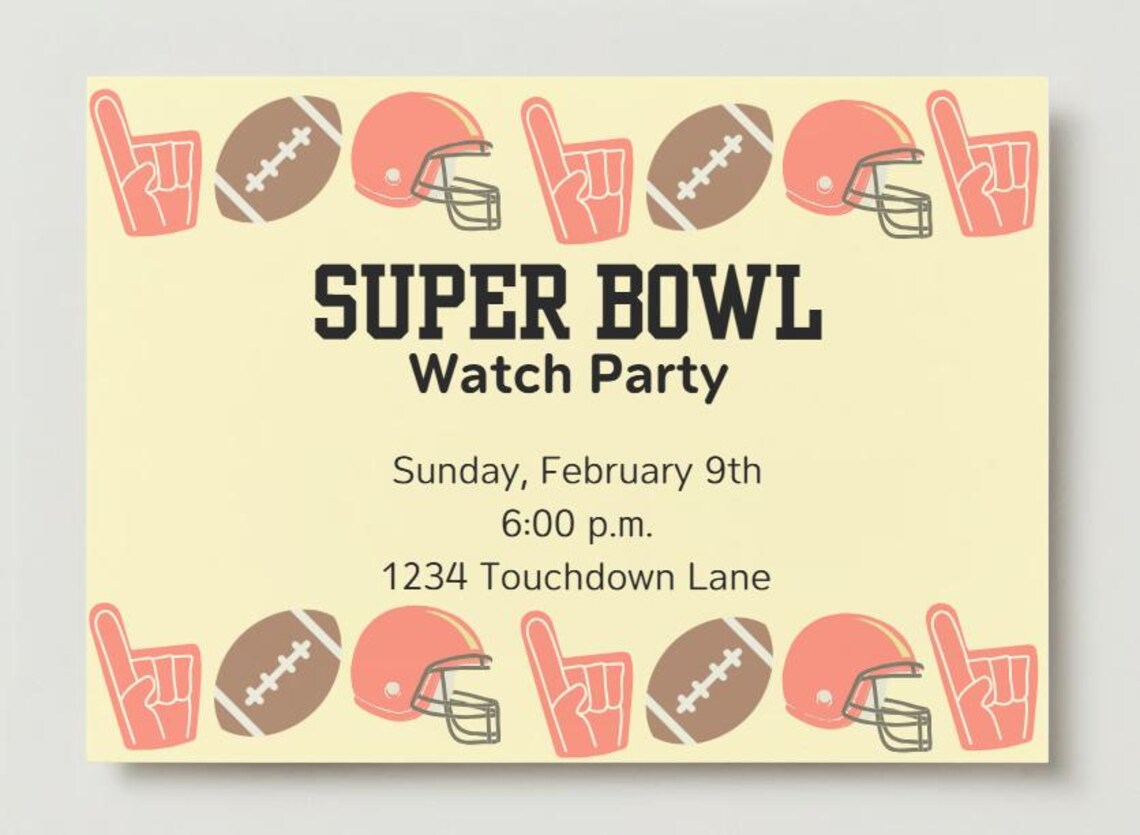 Super Bowl Party Invitation Template - Etsy