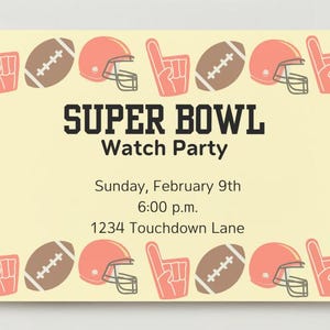 Super Bowl Party Invitation Template - Etsy