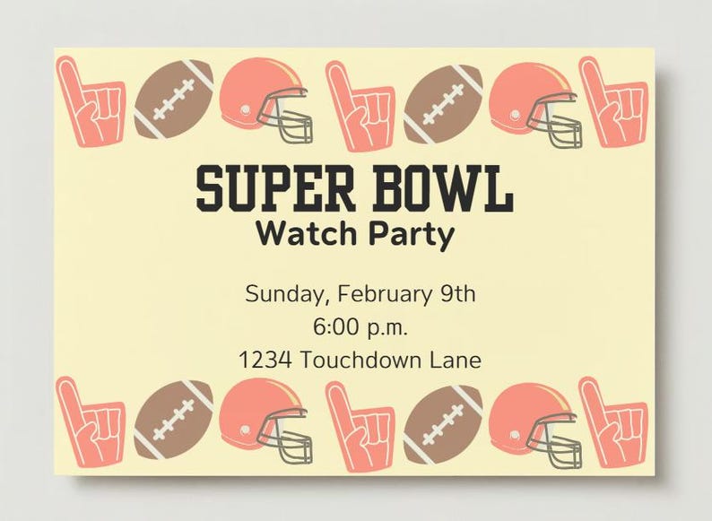 Super Bowl Party Invitation Template - Etsy