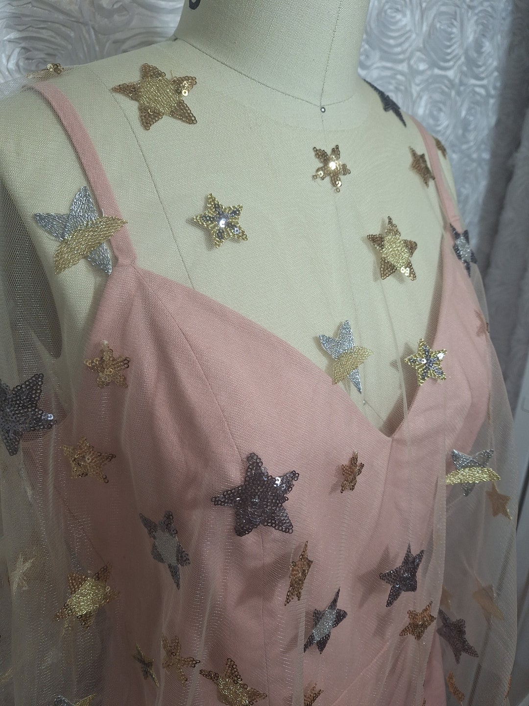 Sequin Star Capelet, Wedding Shawl, Cruise Formal, Sheer Cape, Tulle ...