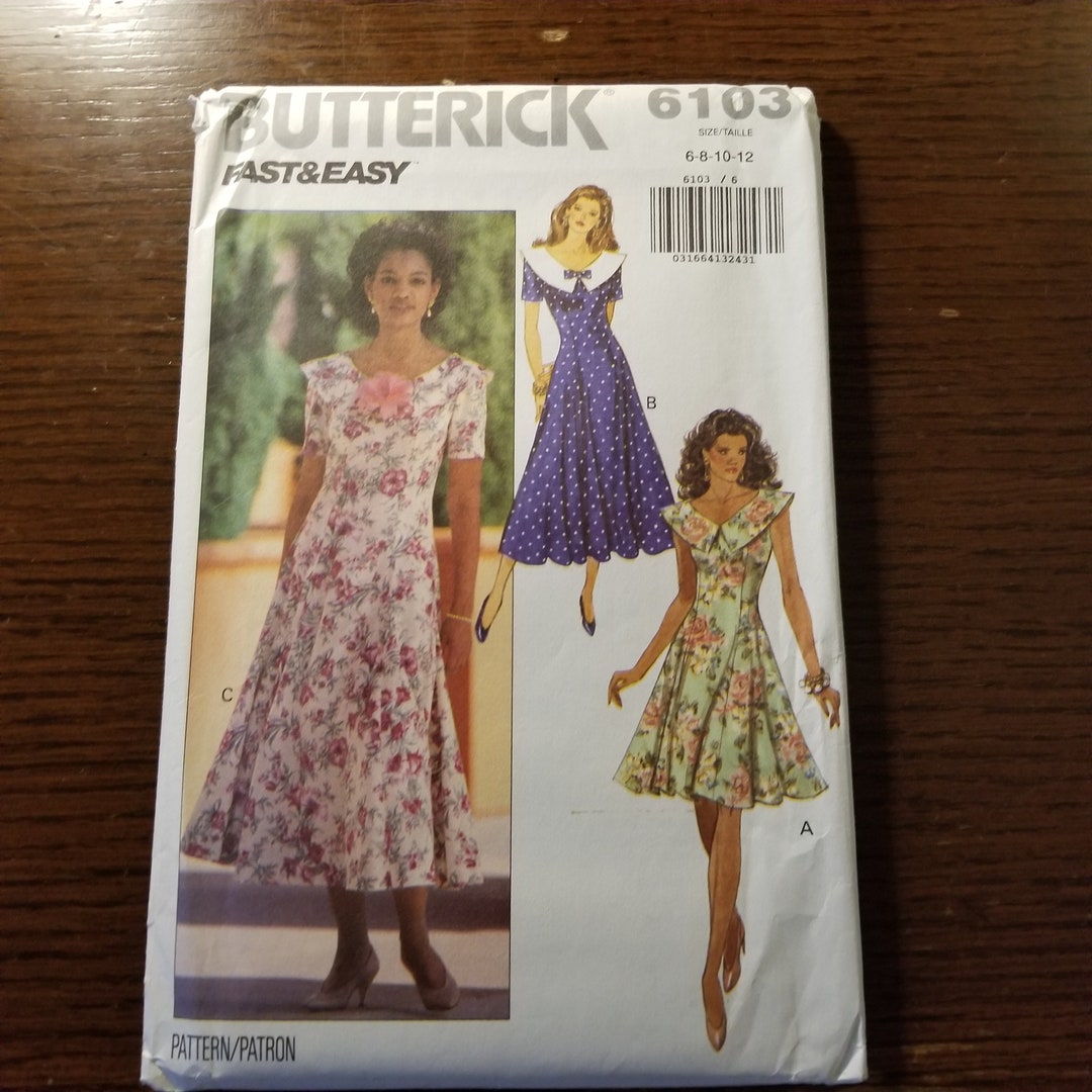 Vintage UNCUT 90's Butterick Fast & Easy Fitted With Flared Skirt Dress ...