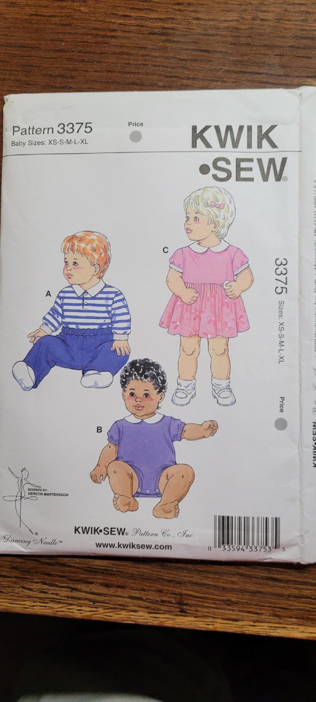 Kwik Sew Baby UNCUT Size XS-XL Bodysuits, Pants and Skirt Pattern 3375 ...