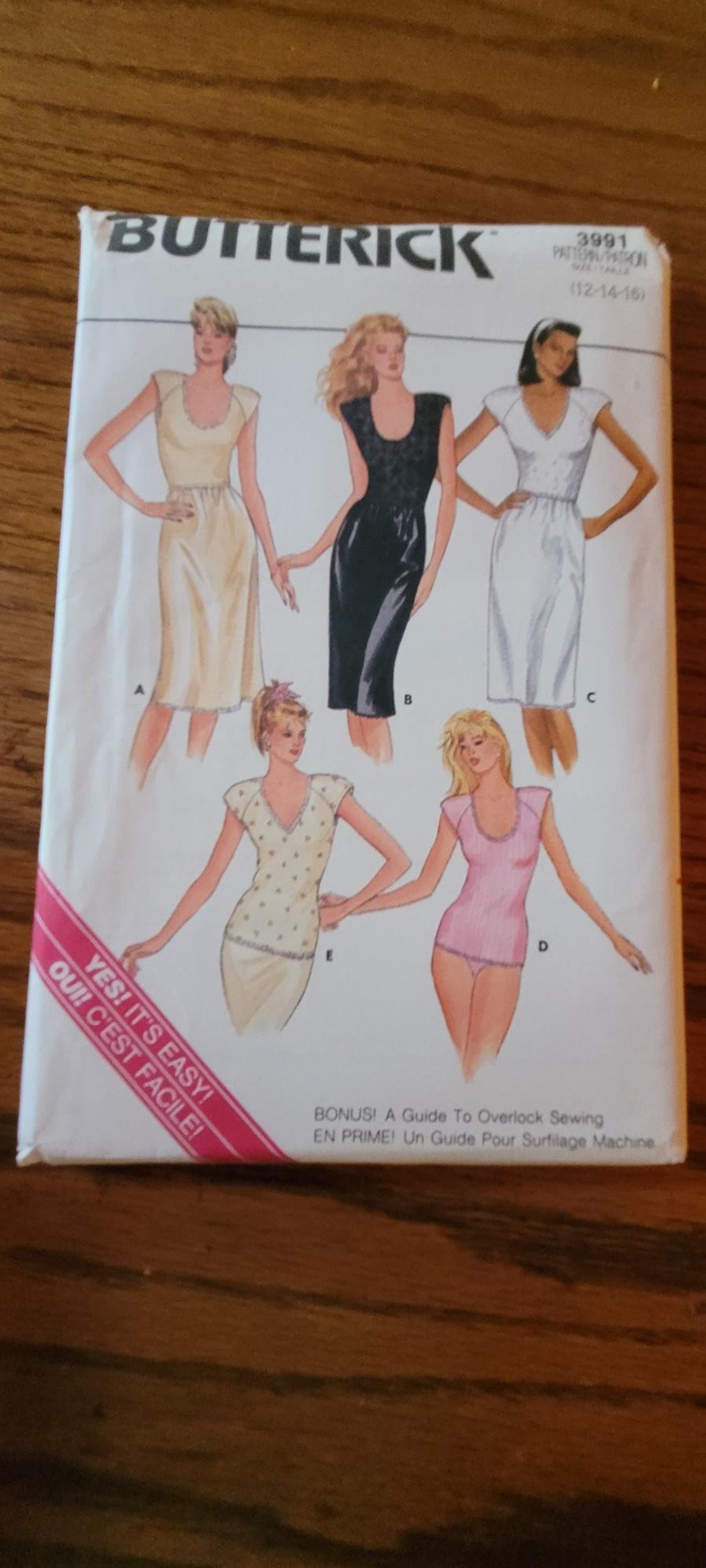 Vintage 80's UNCUT Butterick Misses Sz 12, 14, 16 Slip and Camisole ...
