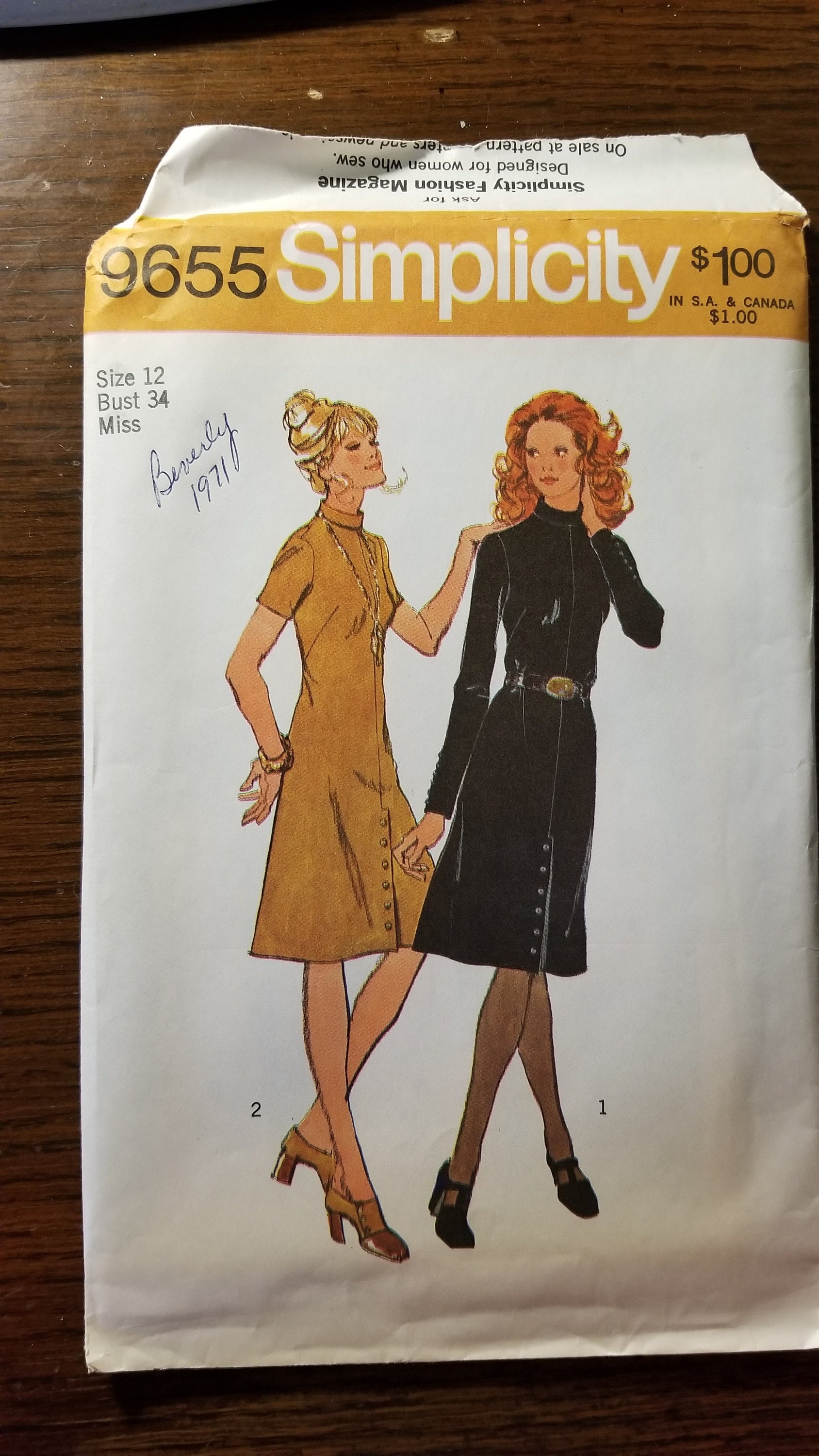 Sewing Vintage 70\u2019s Simplicity 9014 Keyhole Dress Size 12 Bust 34 ...