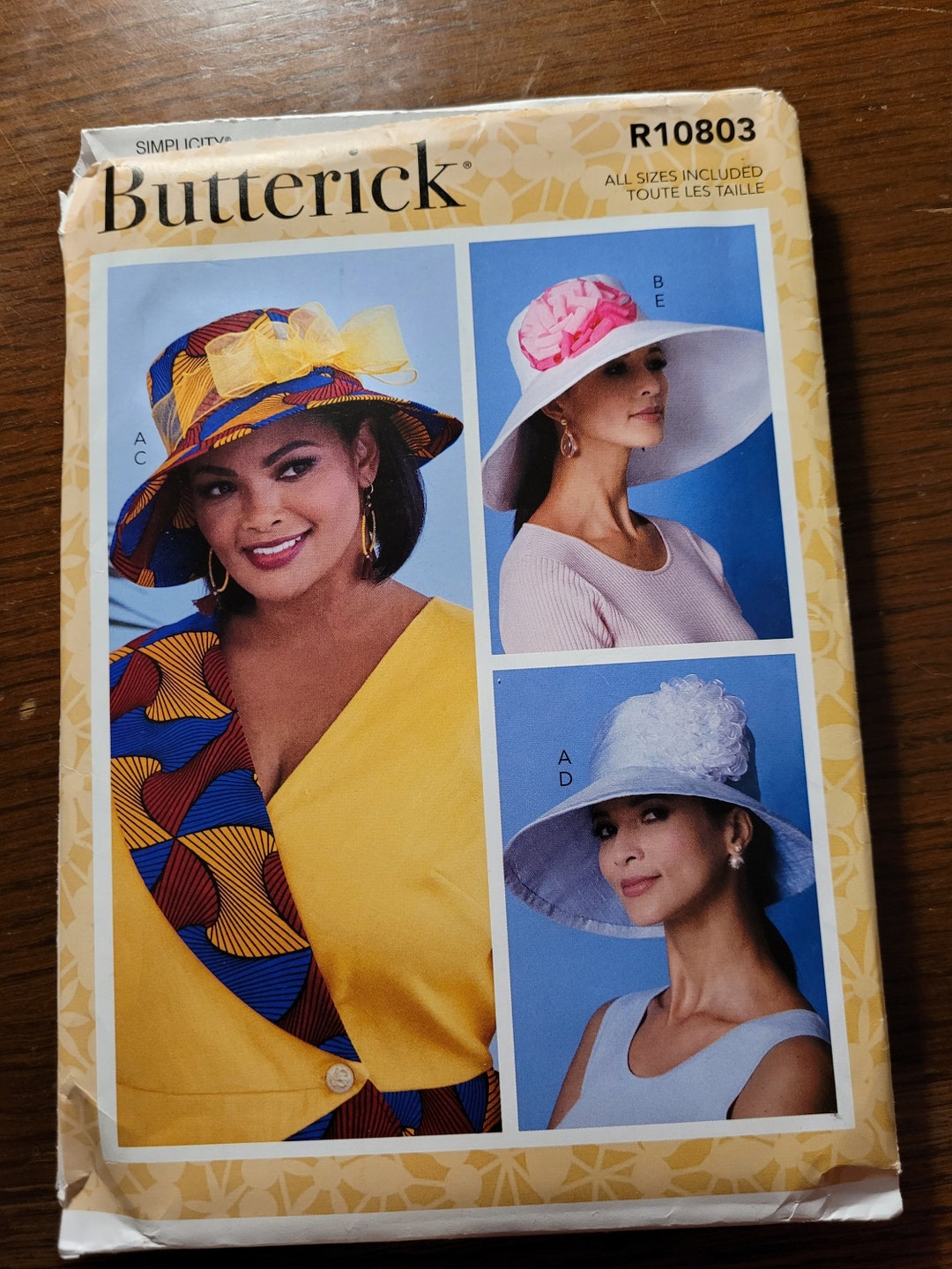 Butterick UNCUT All Sizes Hats With Ribbons, Flowers and Bows Pattern ...
