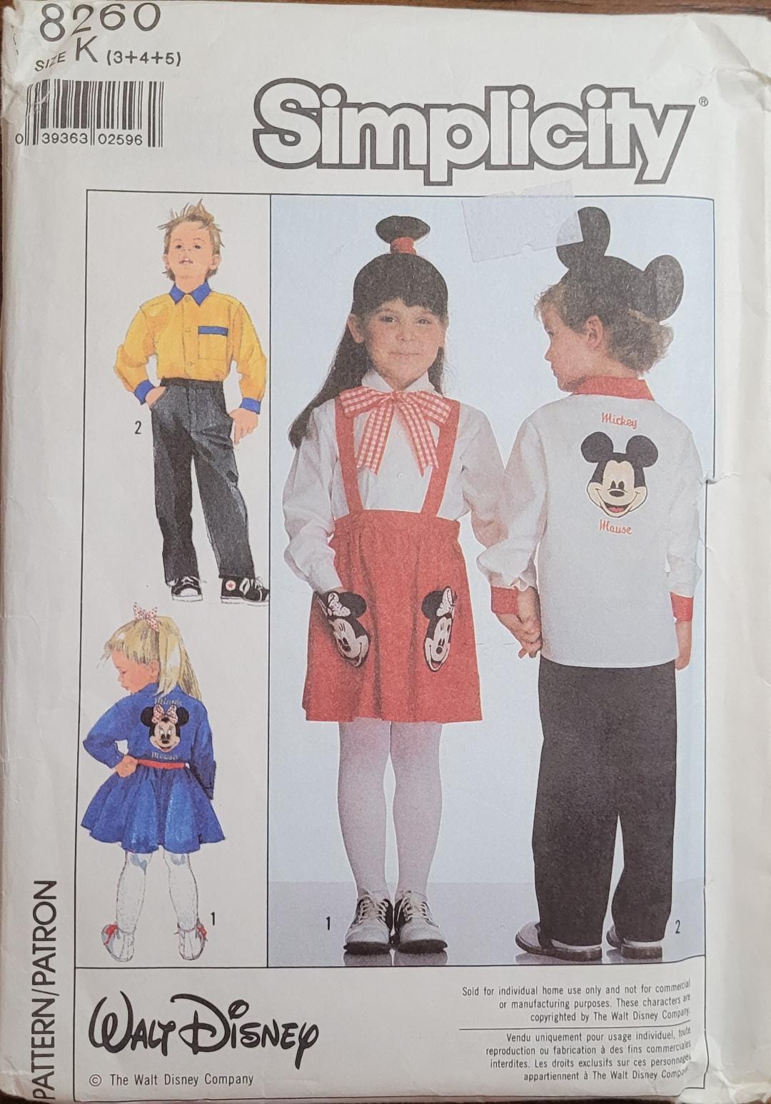 Simplicity Walt Disney UNCUT Childs Sizes 3, 4, 5 Shirt, Pants and ...
