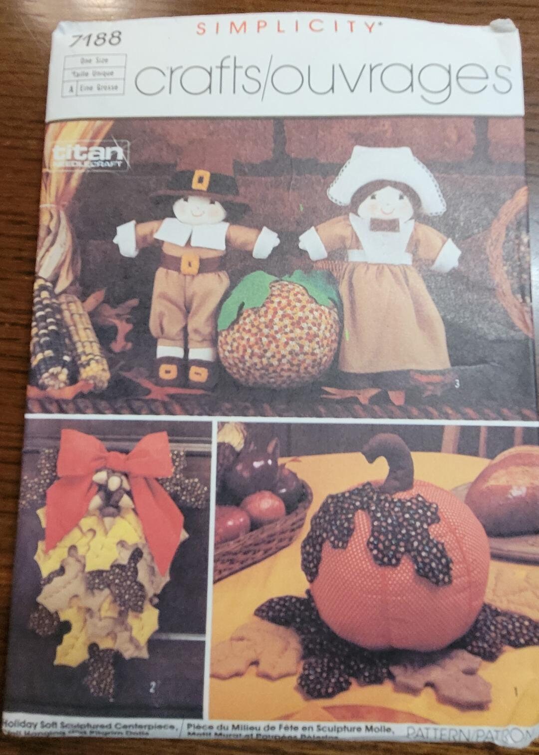 Vintage 80's UNCUT Simplicity Crafts Thanksgiving Holiday Soft ...