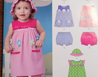 Sewing Pattern New Look 6062 Dress Bloomers Hat Babies Size Newborn ...