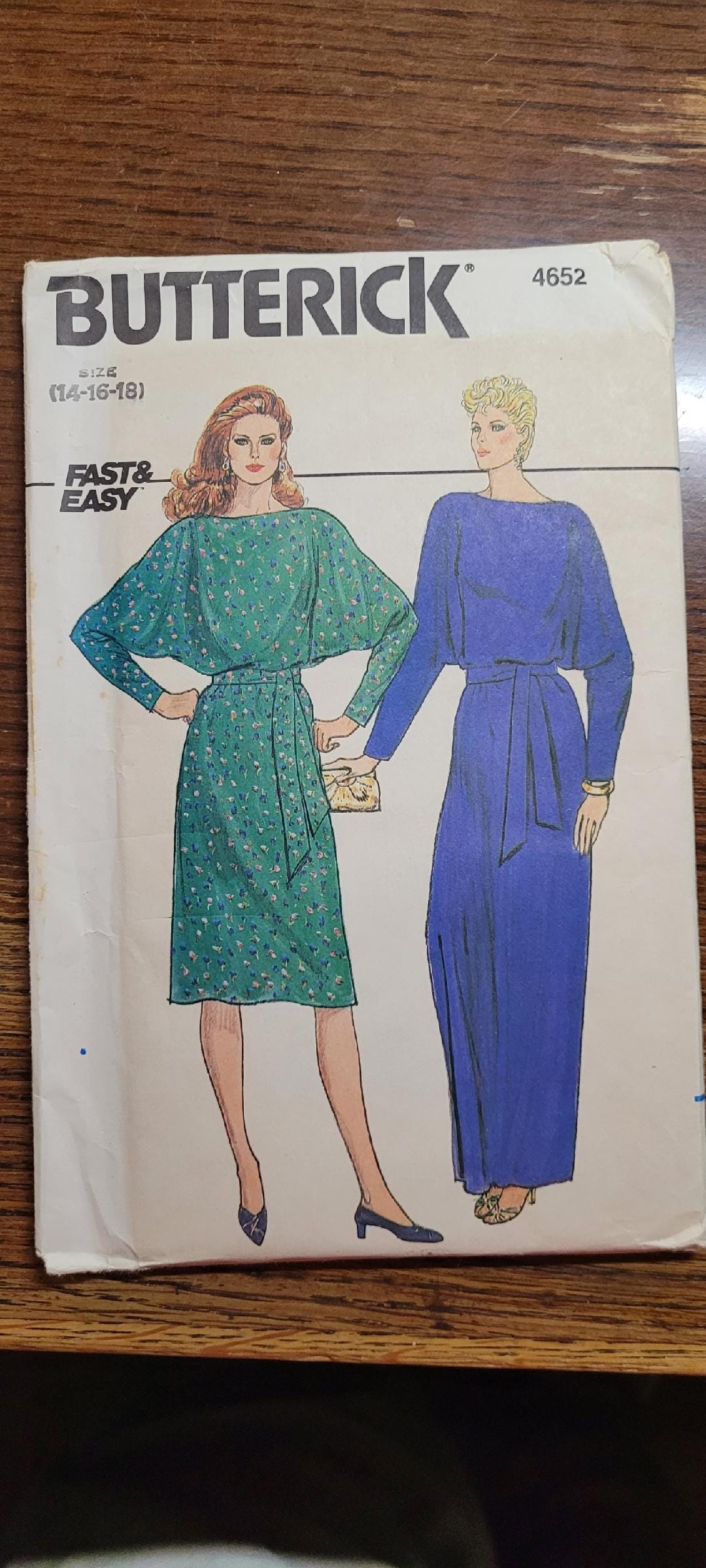 Vintage 90's UNCUT Butterick Fast & Easy Misses Sz 14, 16, 18 Dress ...