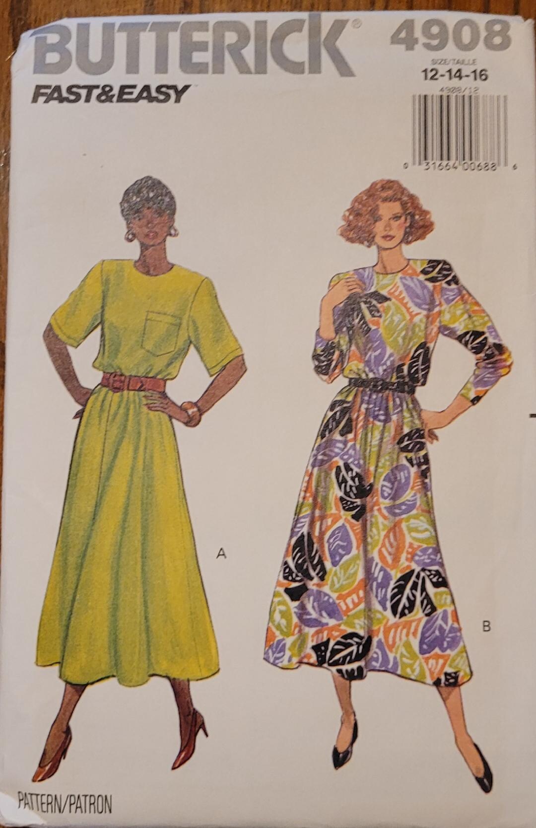 Rare Vintage 90's UNCUT Butterick Fast & Easy Misses Sz 12, 14, 16 ...