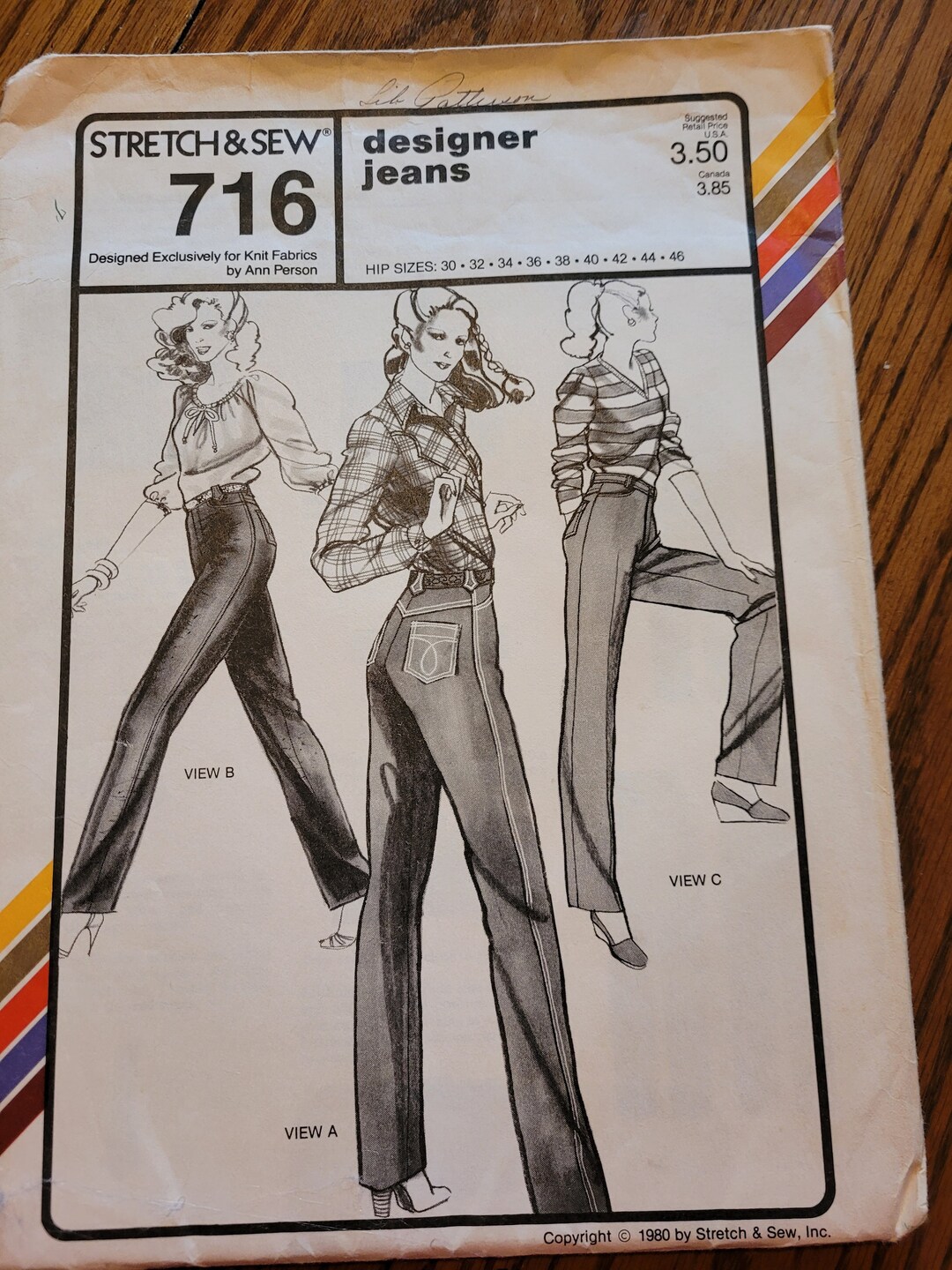 Vintage UNCUT 1980 Stretch & Sew Misses Hip Size 30-46 Designer Jeans ...