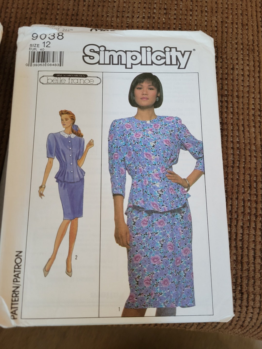 Vintage 80's Simplicity Belle France Misses Sz 12 Two Piece Dress ...