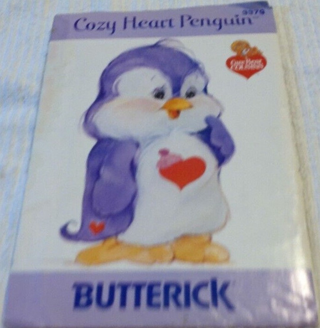 UNCUT Butterick 3379 80s Cozy Heart Penguin Care Bear Cousin Pattern ...