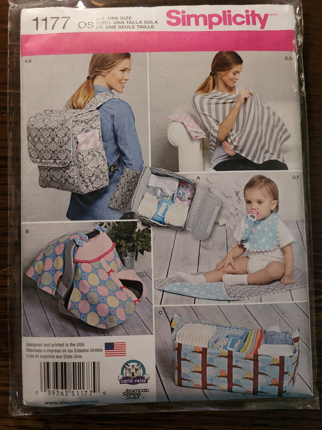 Simplicity UNCUT Diaper Backpack, Carrier Tent, Play Mat, Bib, Knit ...