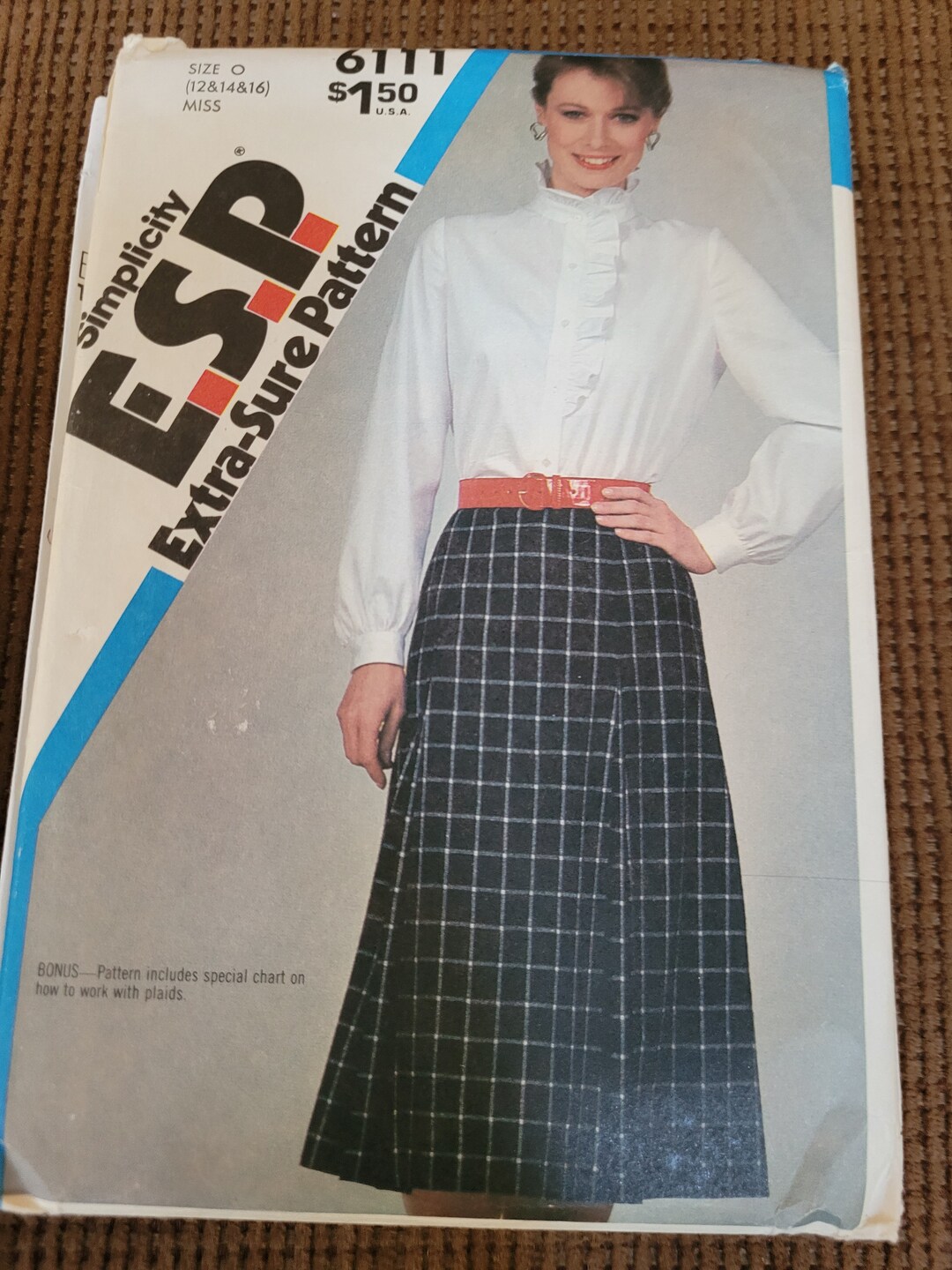 Vintage 80's UNCUT Simplicity E.S.P. Misses Sizes 12, 14, 16 Skirt and ...