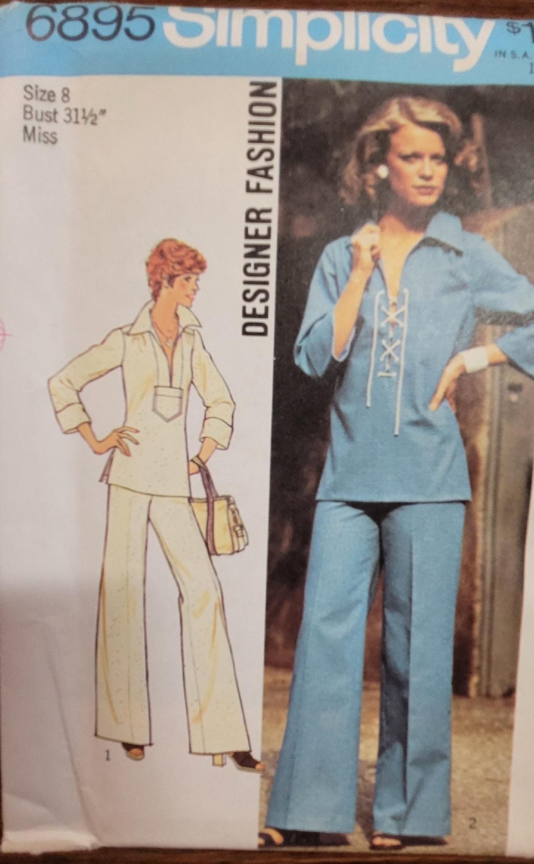 Simplicity Misses Sz 8 UNCUT Designer Fashion Pullover Top and Wide Leg ...