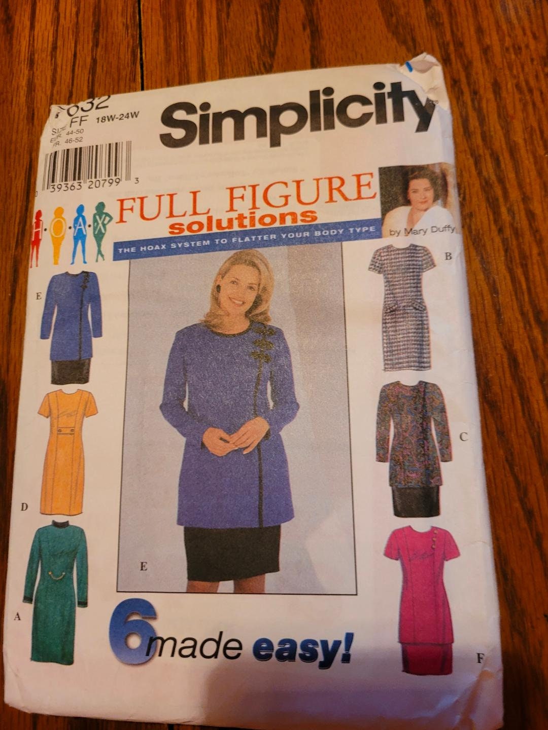 Vintage 90's UNCUT Simplicity Mary Duffy Full Figure Solutions Sz 18W ...