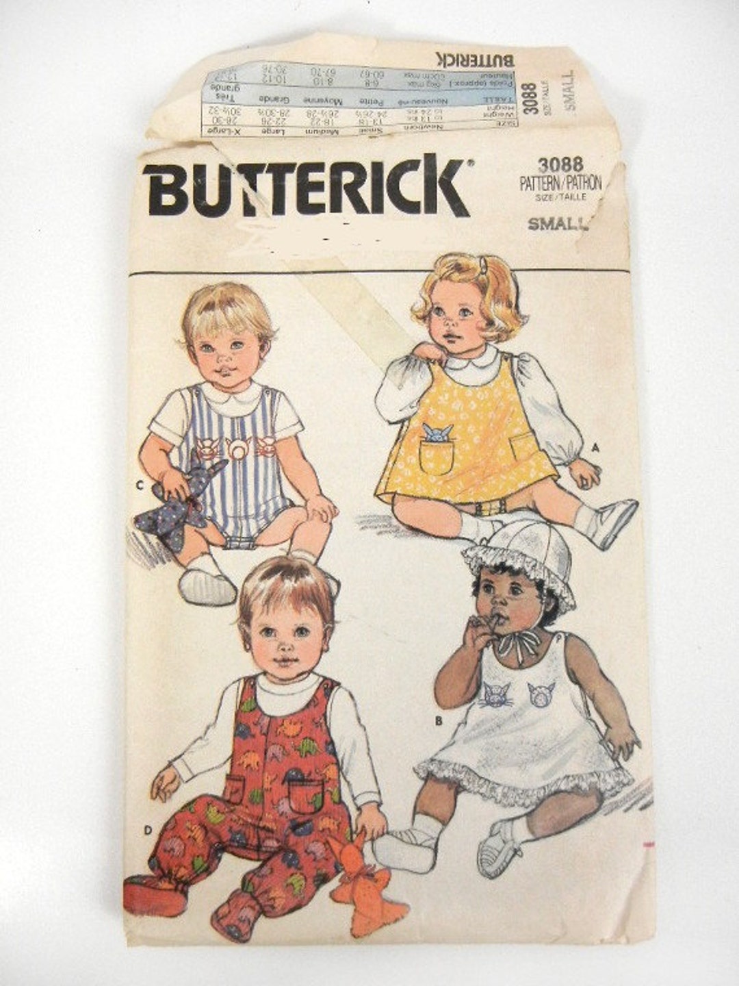 1985 Butterick Newborn Baby Pattern 3088 - Etsy
