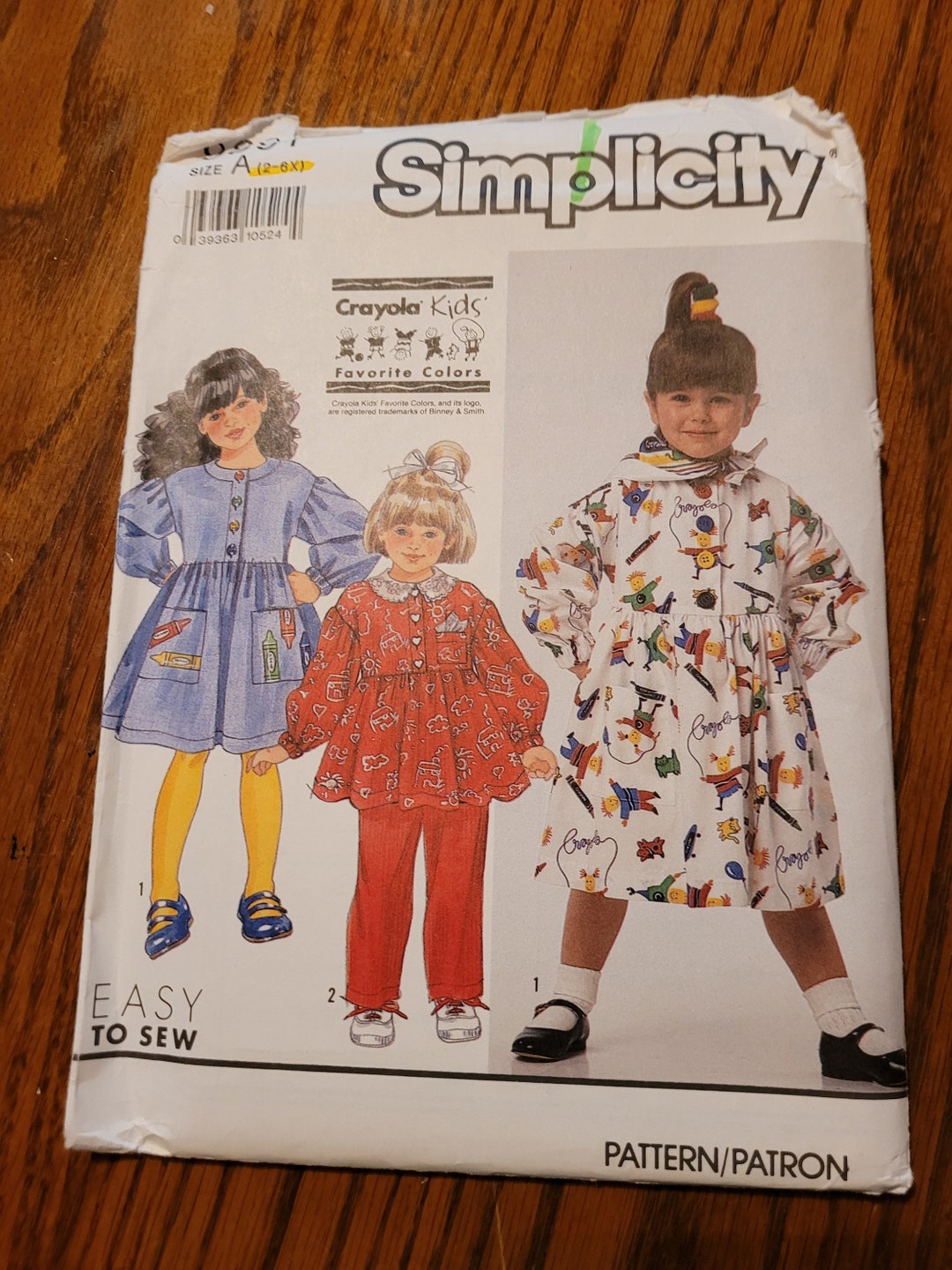 Vintage 80's UNCUT Simplicity Crayola Kids Easy to Sew Toddler Szx 2-6x ...