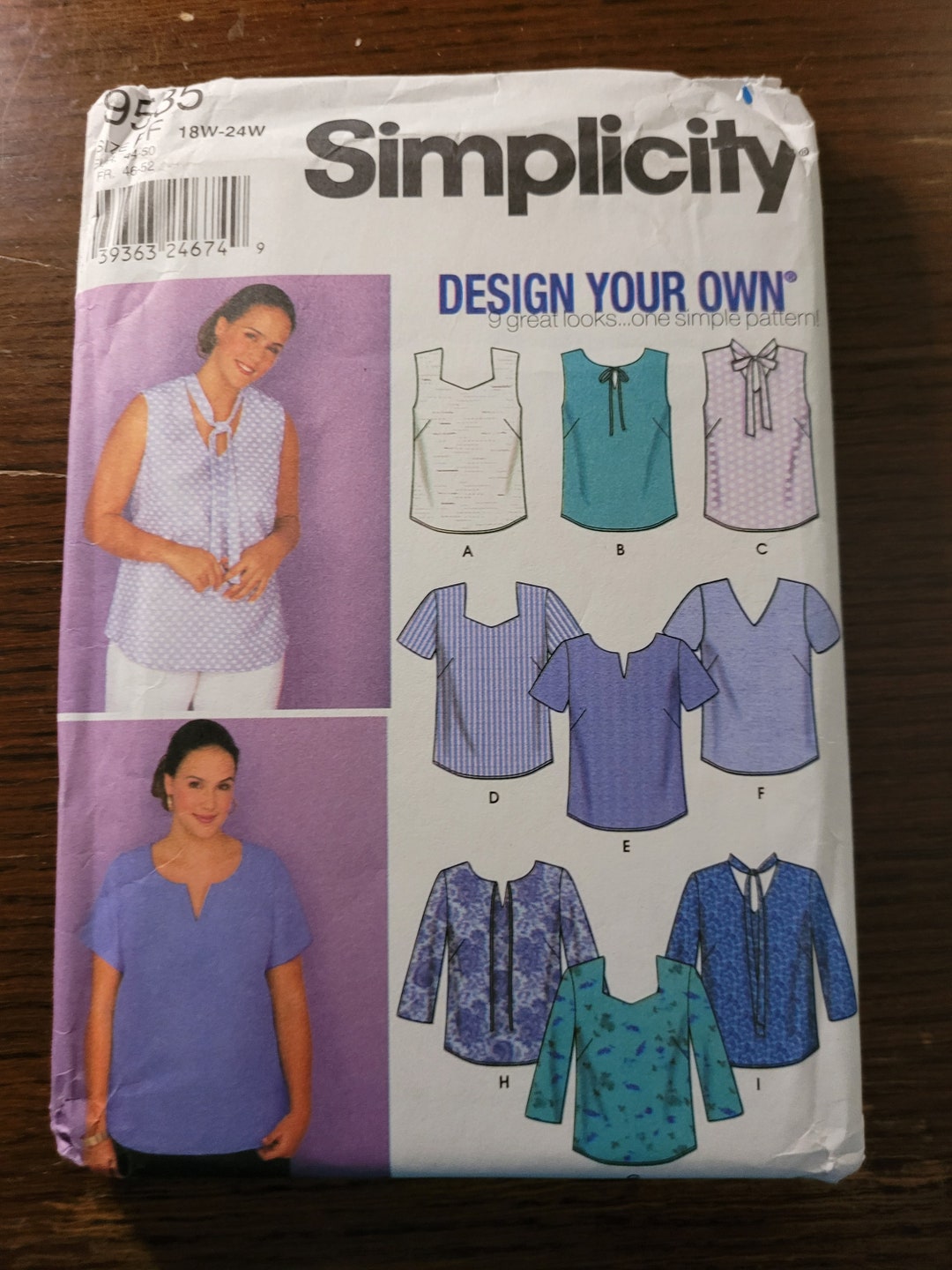 Vintage 2001 Simplicity UNCUT Design Your Own Womans Sz 18W-24W Tops ...