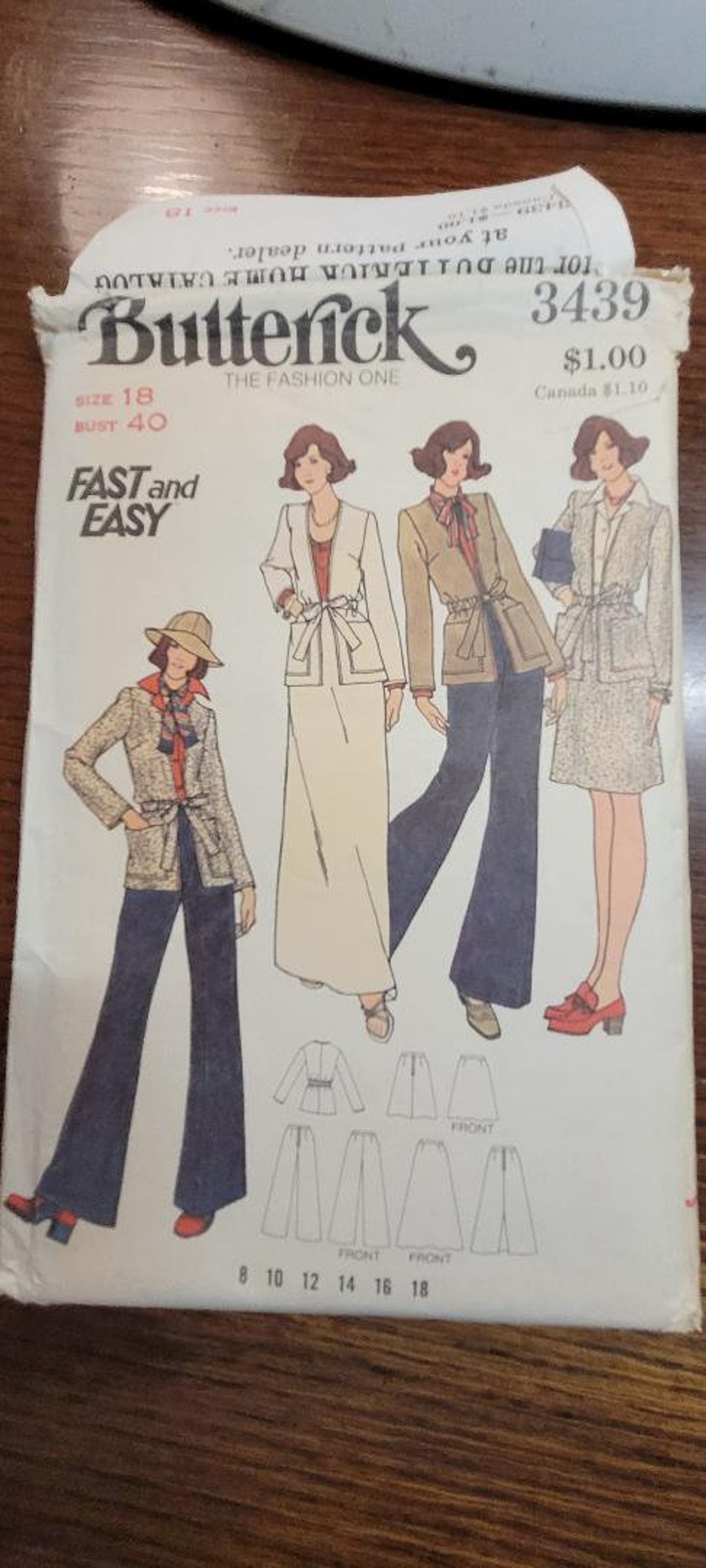 70's UNCUT Butterick Fast & Easy Misses Sz 18 Jacket, Skirt and Pants ...
