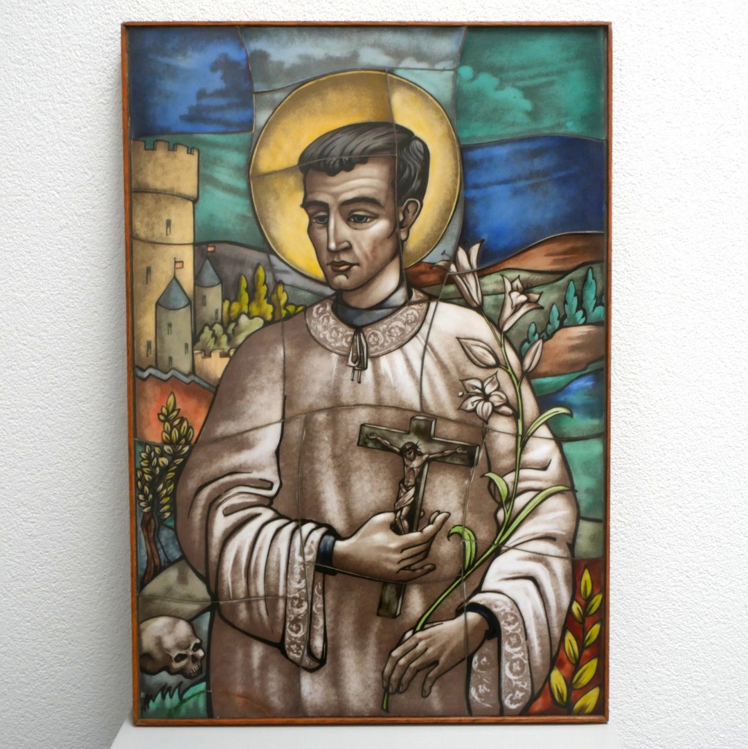 Saint Anthony of Padua Opaline Glass Icon - Van Paridon, Holland (h57cm ...