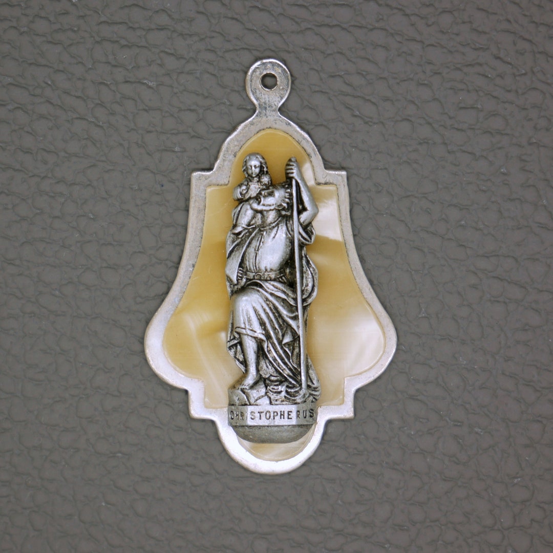 St. Christopher Catholic Prayer Medal With Enamel Detailing, German ...