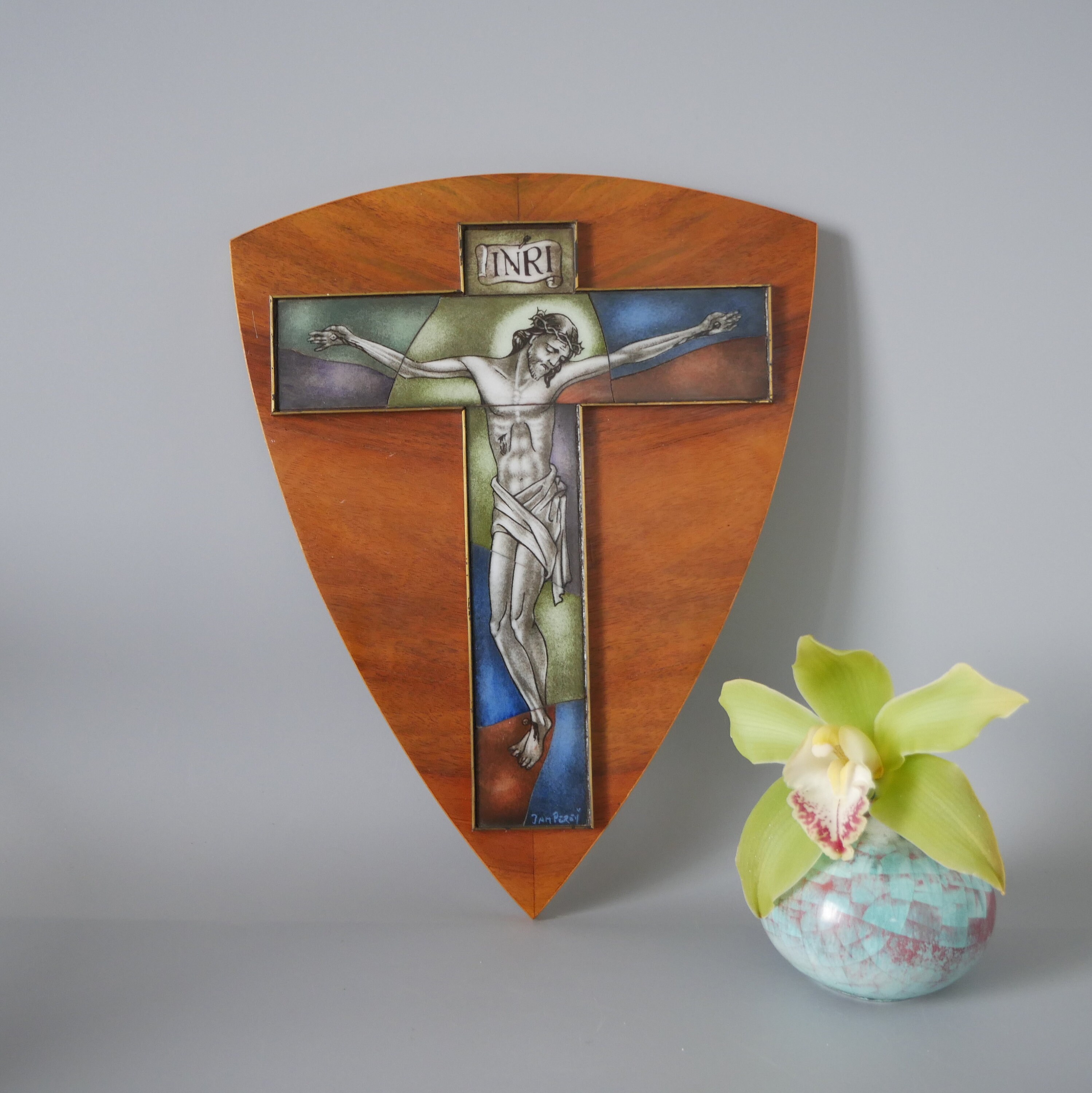 Opaline Glass Crucifix H27cm Art Deco Stained Glass Wall - Etsy
