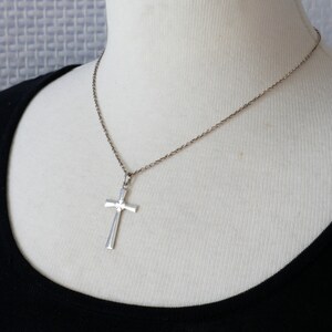 Small 835 Silver Cross Pendant With 16" Sterling Silver Chain, Art Deco ...