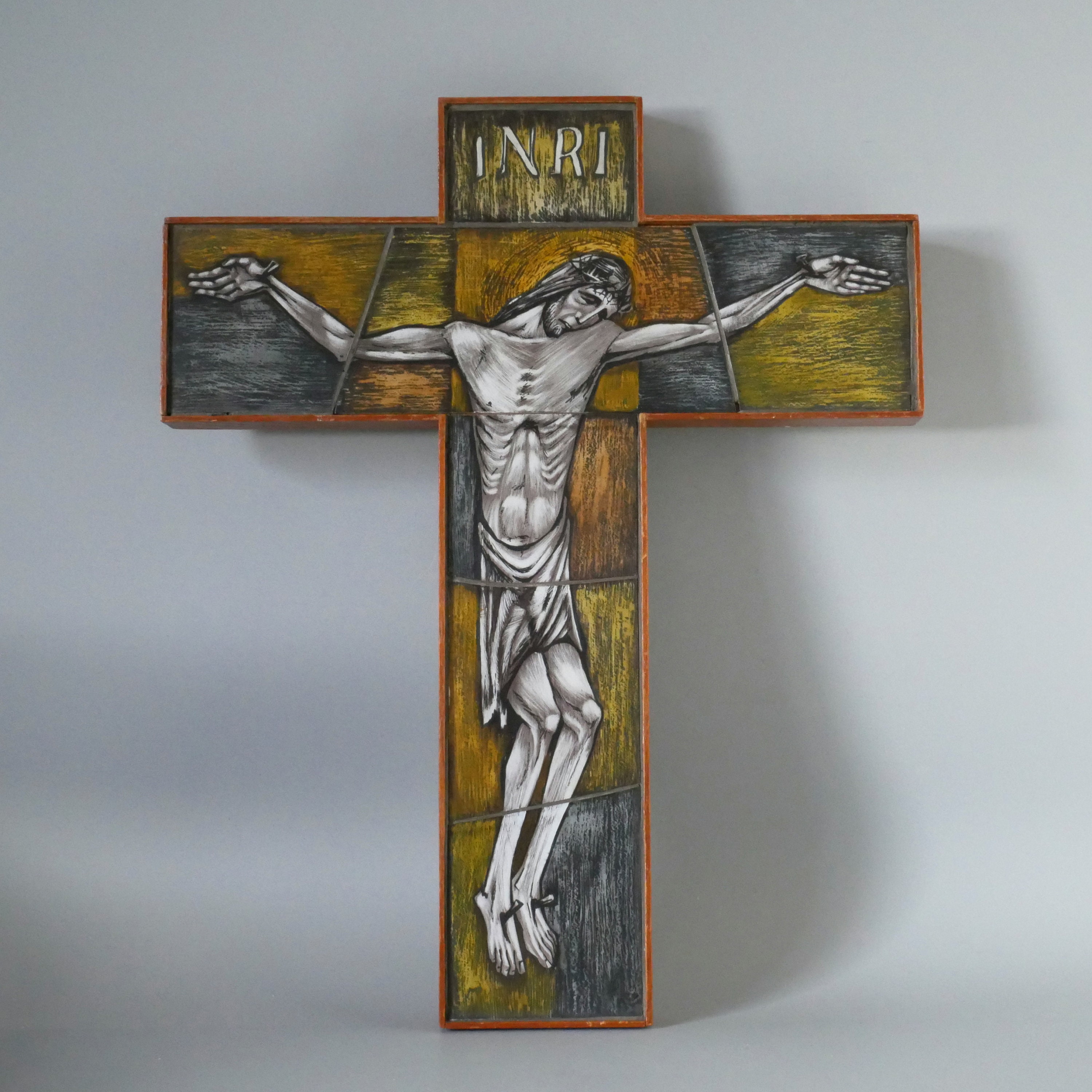 Art Deco Crucifix H33cm Stained Opaline Glass Wall Crucifix - Etsy