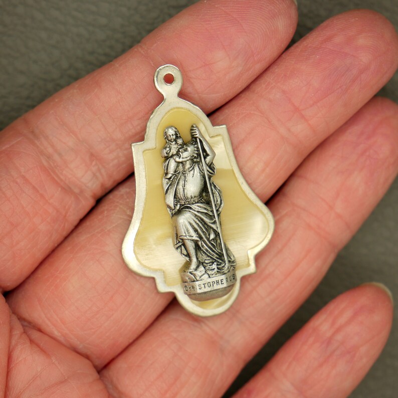 St. Christopher Catholic Prayer Medal With Enamel Detailing - Etsy