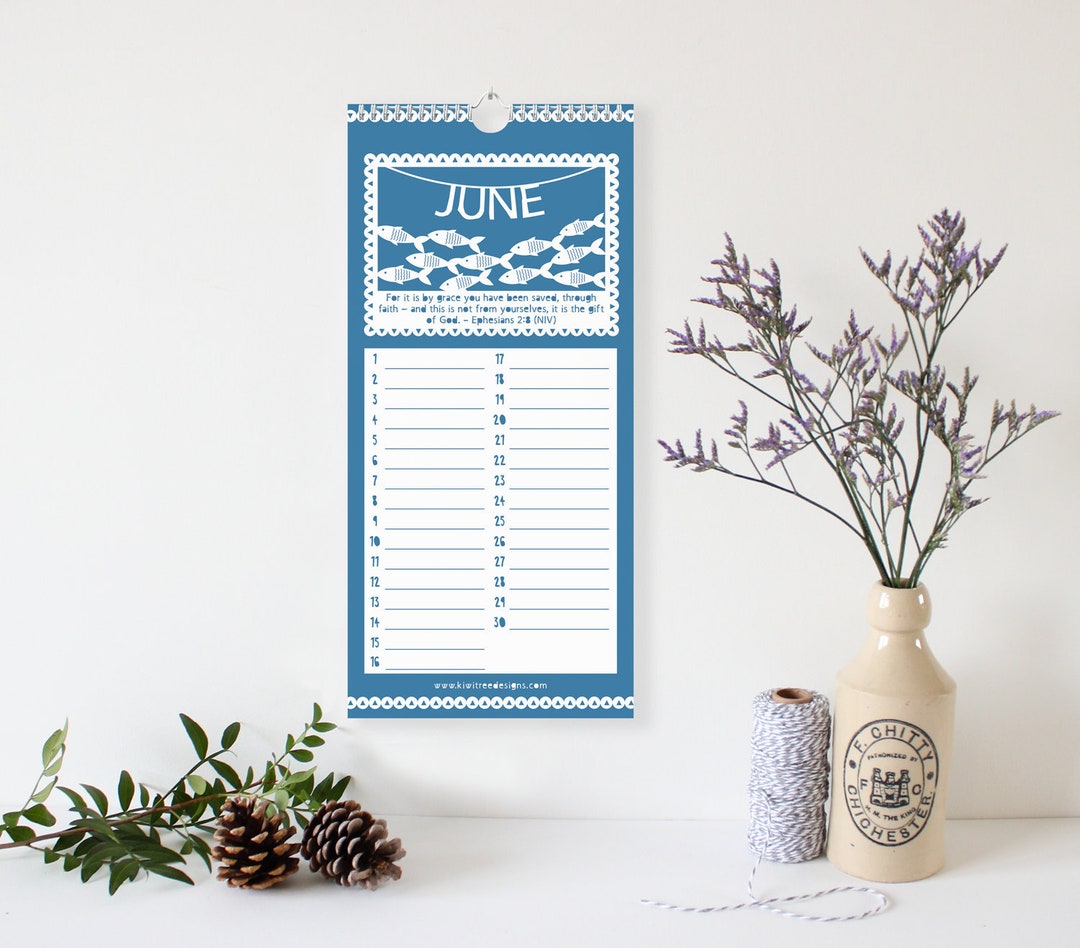 Perpetual Bible Verse Calendar - Paper Cut Style Christian Illustration ...