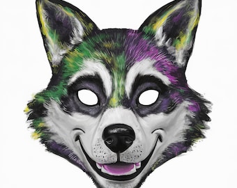 Neon Husky Mask Husky Printable Mask Printable Mask Printable Halloween ...