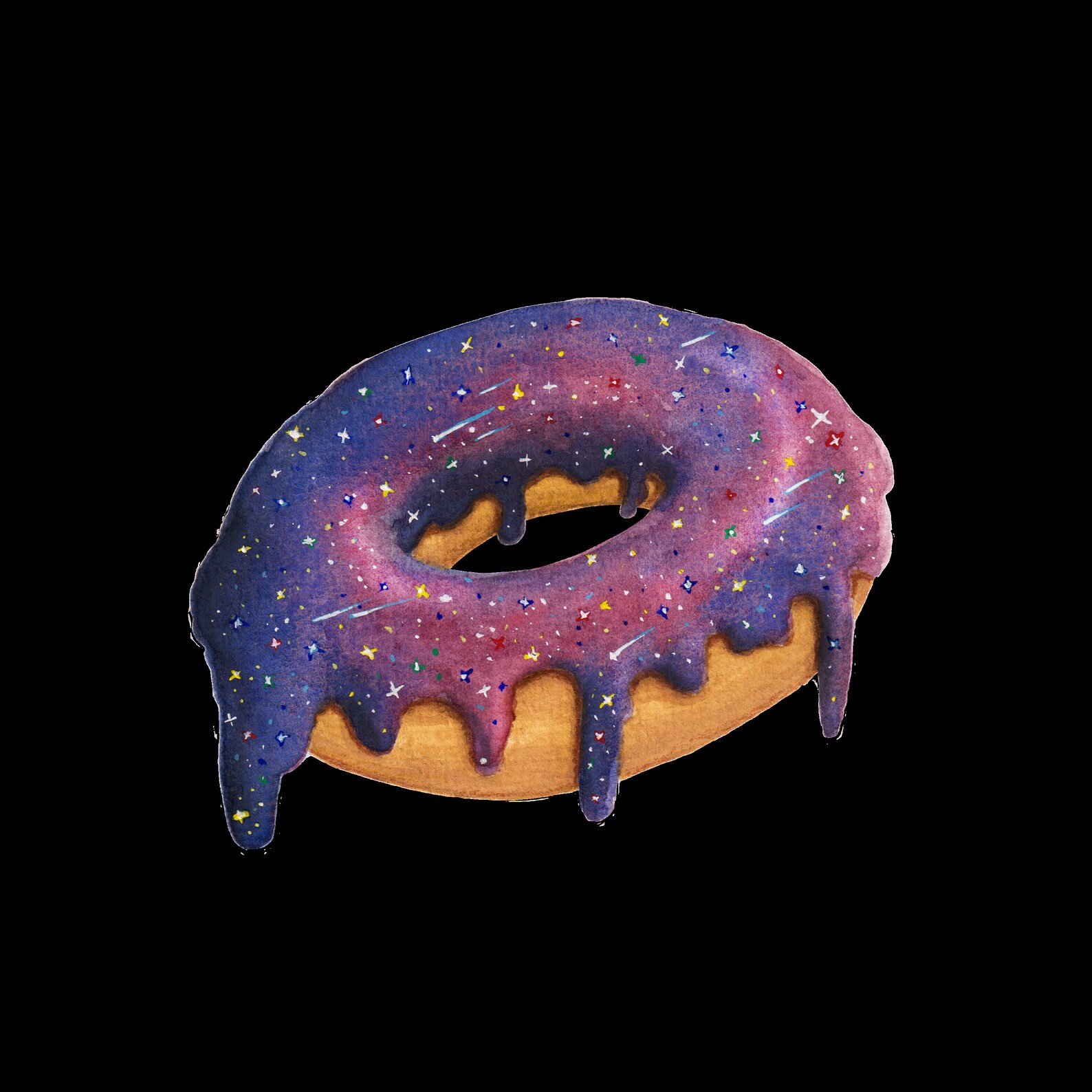 Watercolor Galaxy Space Donut, Gradient Purple Frosting, Donut Clipart ...