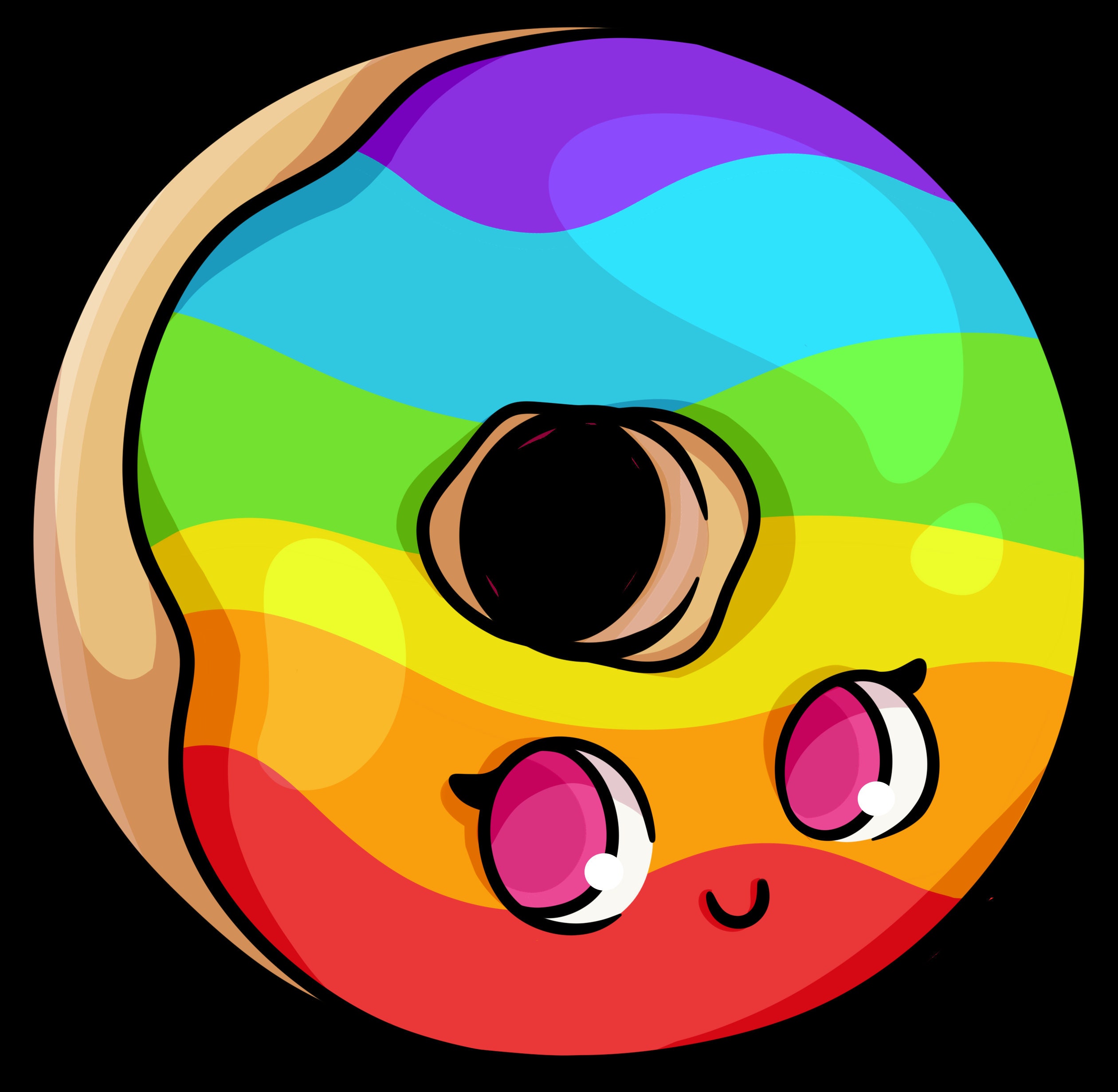 Adorable Kawaii Rainbow Donut: High-resolution, Printable Donut, Donut ...