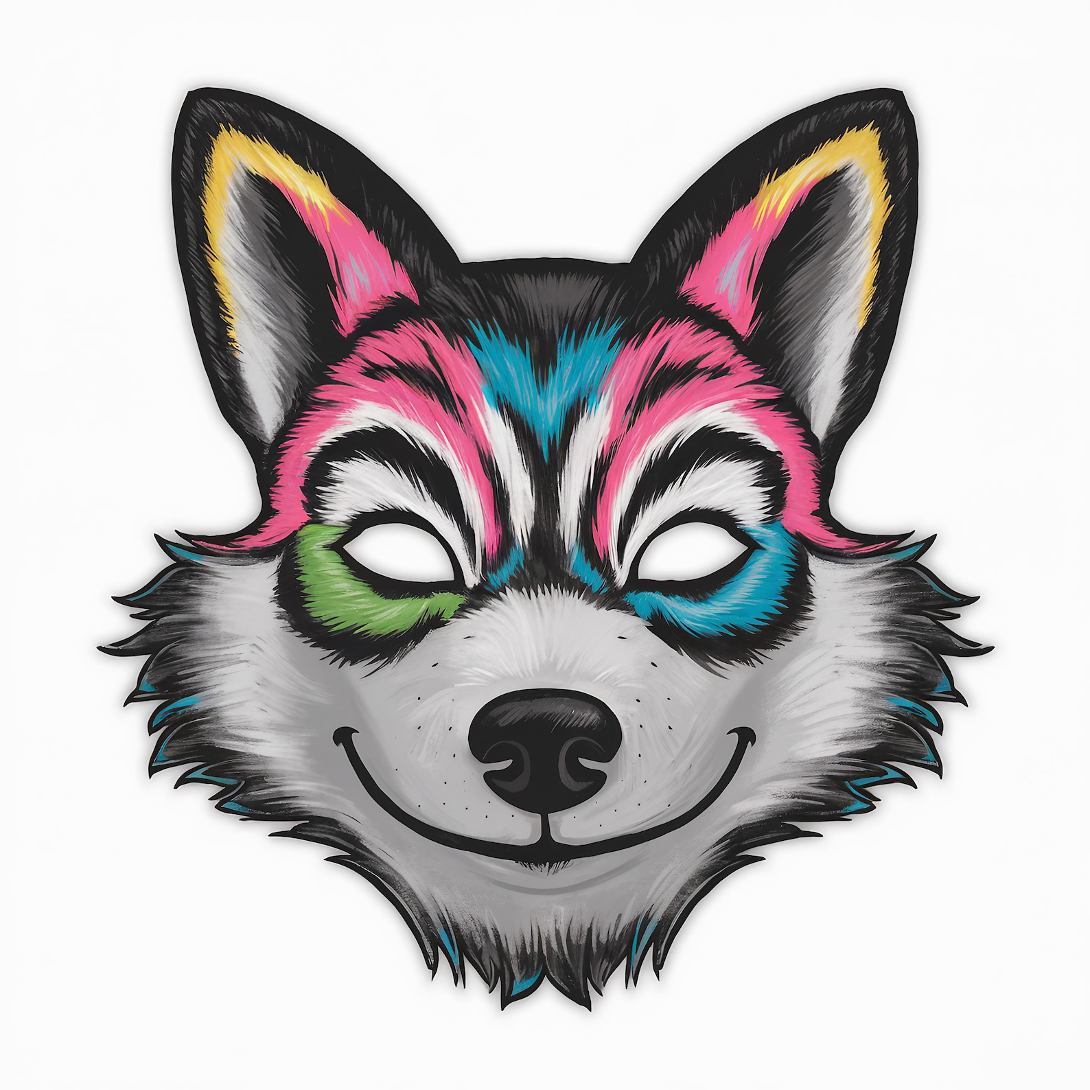 Neon Husky Mask Husky Printable Mask Printable Mask Printable Halloween ...